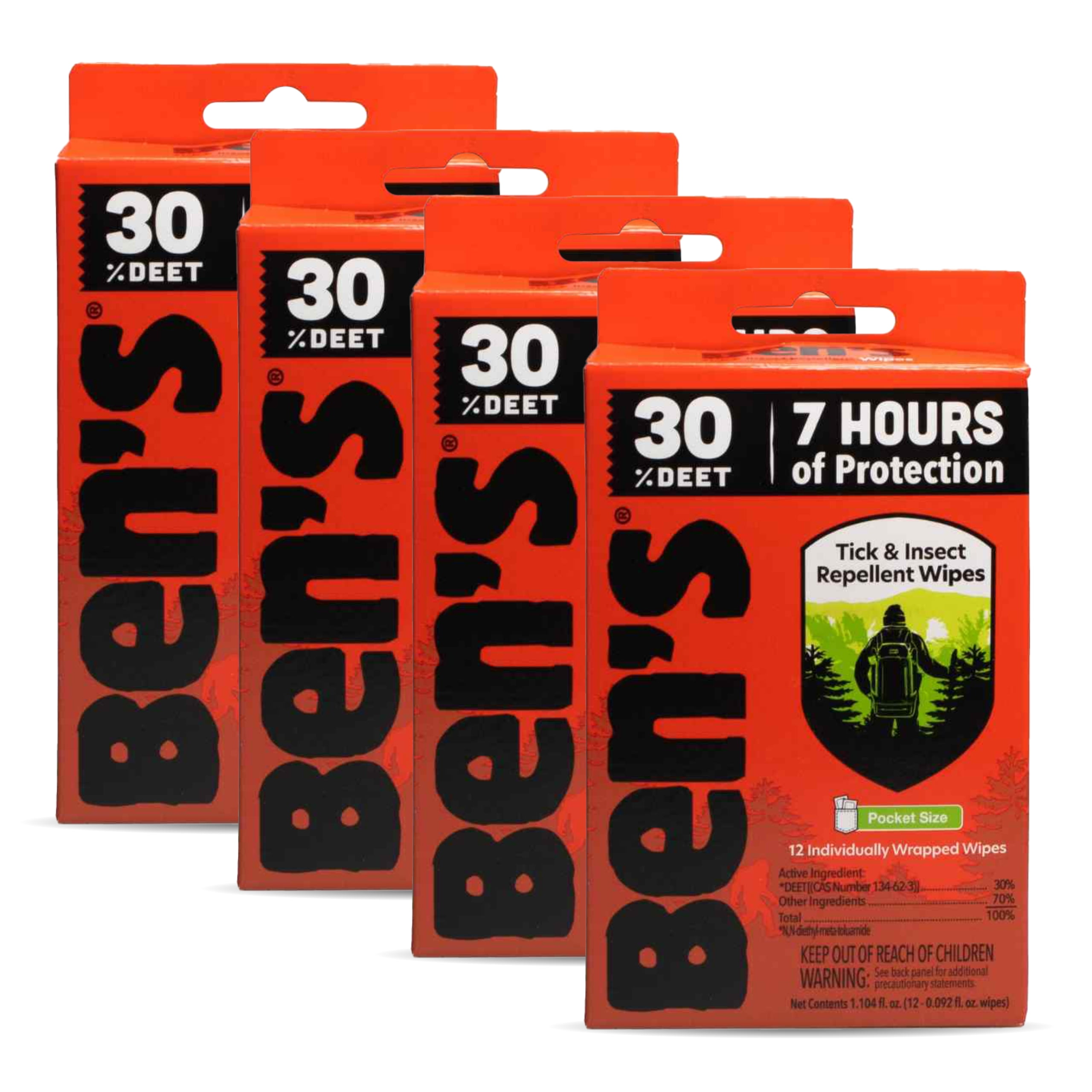 Ben's 30 Tick & Insect Repellent Wipes - Water-Based Insect Repellent ...