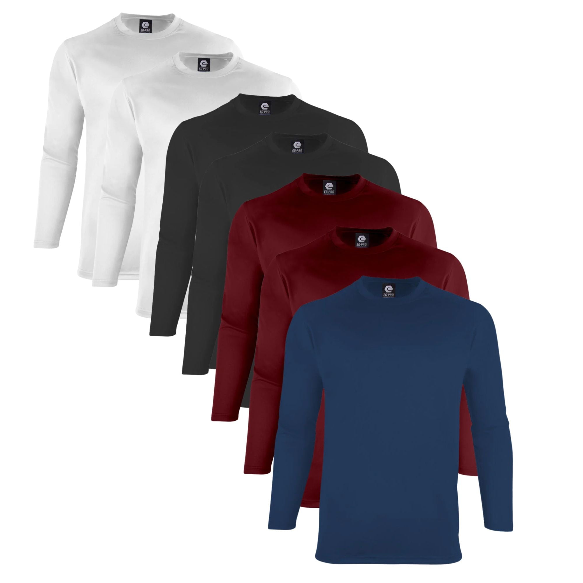 BenBen 7 Pack Men T Shirts Tees Long Sleeve Crew Neck Hem Cuffs ...