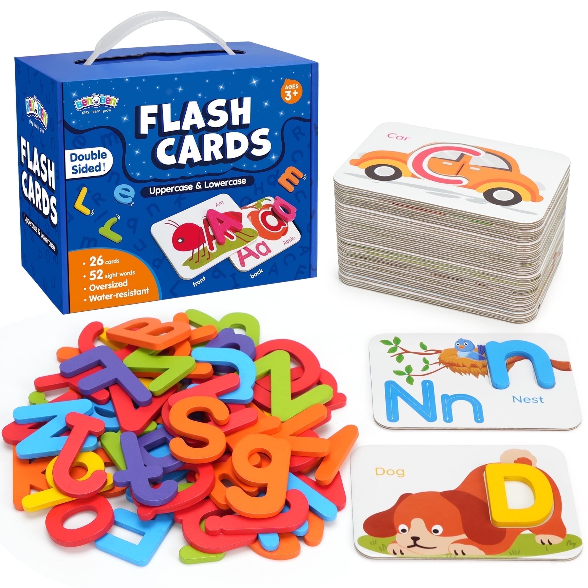 BenBen Alphabet Flash Cards for Toddlers 3-5 Years, Montessori ABC ...