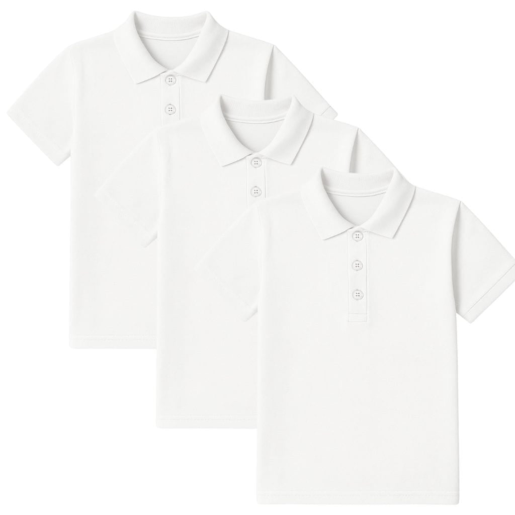 BenBen Boys Polo Shirts 3 Pack – Short Sleeve Cotton Uniform Tops for ...