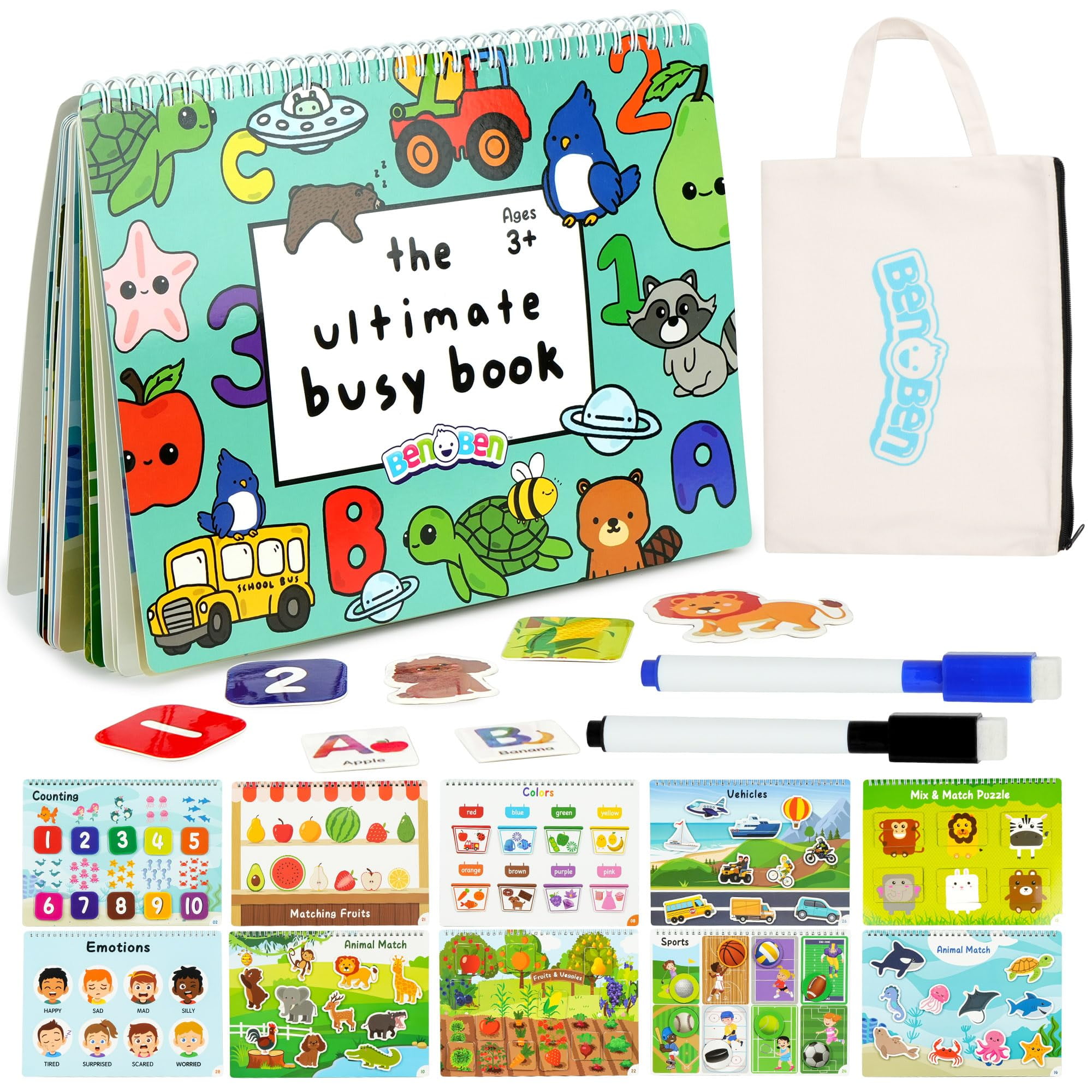 BenBen Busy Book for YPF5 Toddlers, 30 Pages, Pre-Assembled, Preschool ...