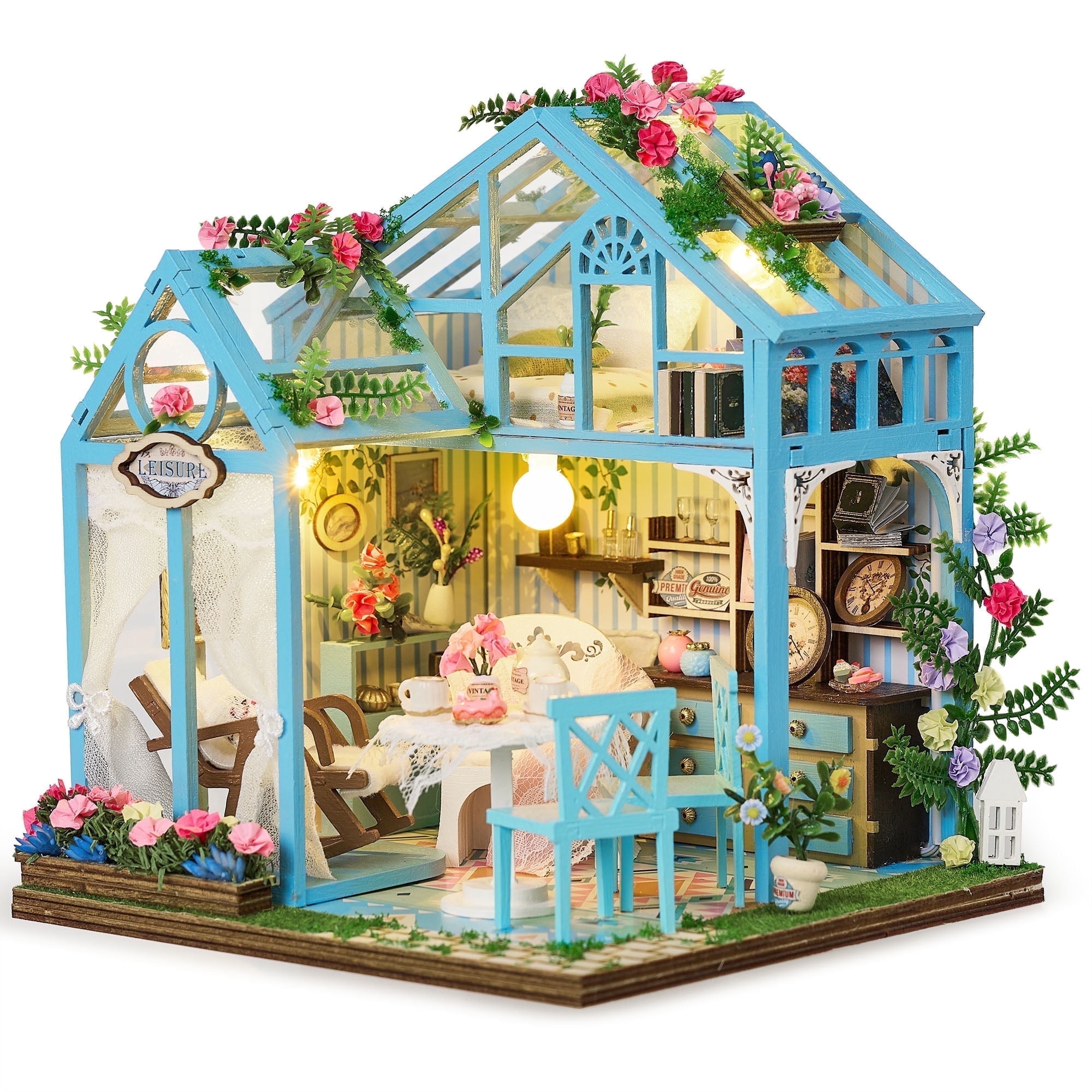 BenBen DIY Miniature House Kit with LED, Furniture, Dollhouse Building ...