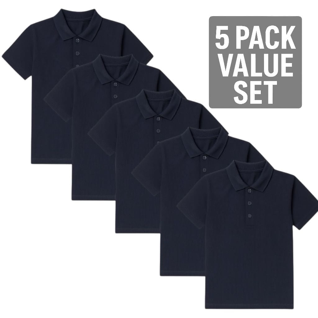 BenBen Girls Polo Shirts 5-Pack – Short Sleeve Cotton Uniform Tops for ...