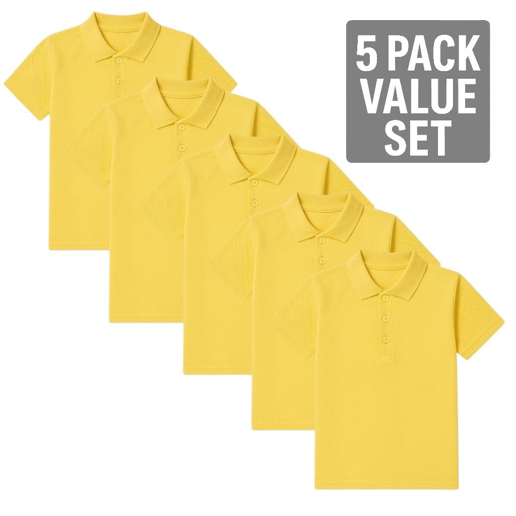 BenBen Girls Polo Shirts 5-Pack – Short Sleeve Cotton Uniform Tops for ...