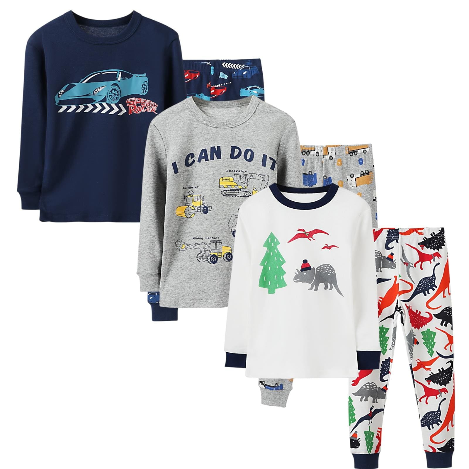 BenBen Kids Toddler Boy Pajamas Set 3-Pack Snug Fit Soft & Cozy - Size ...