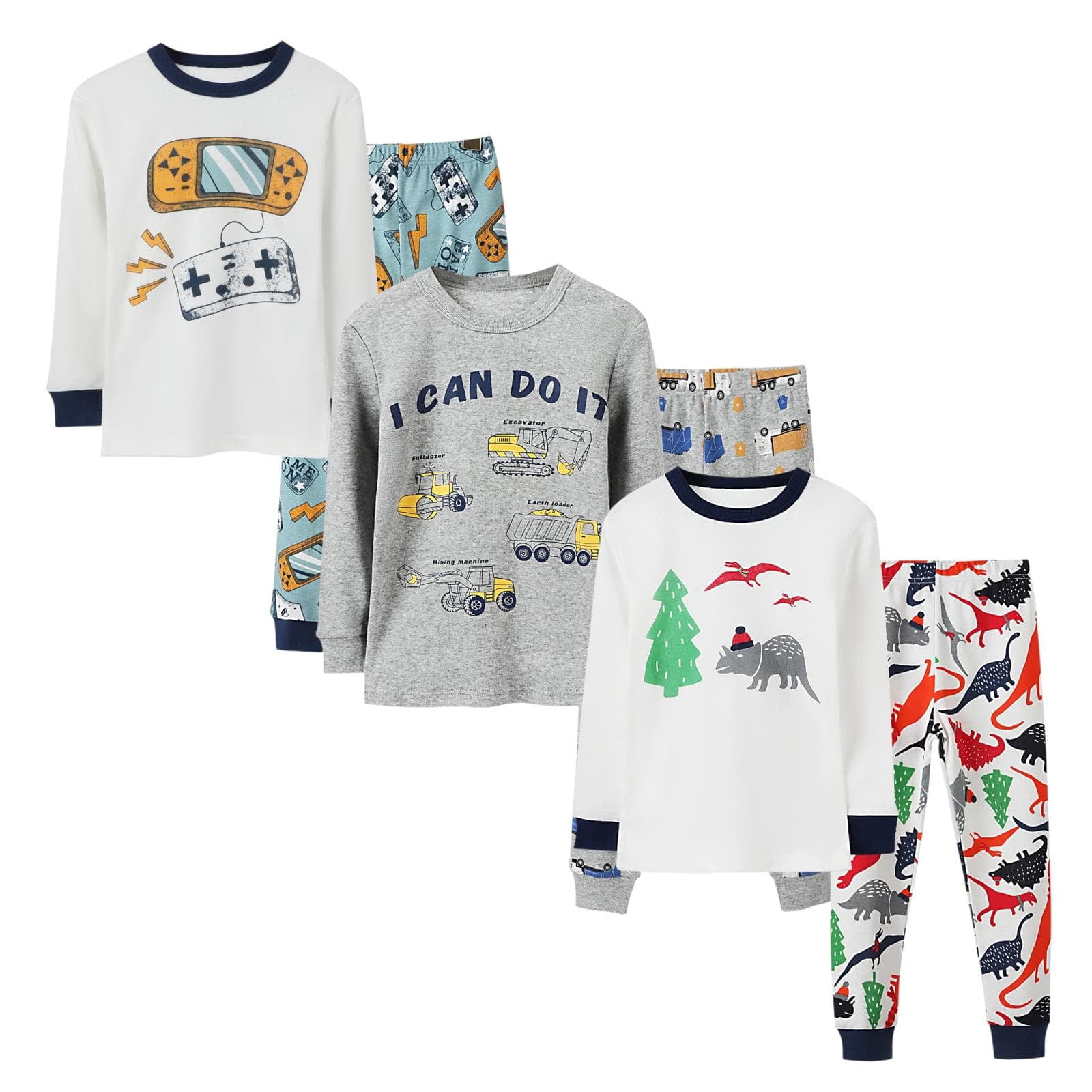 BenBen Kids Toddler Boy Pajamas Set 3-Pack Snug Fit Soft & Cozy - Size ...