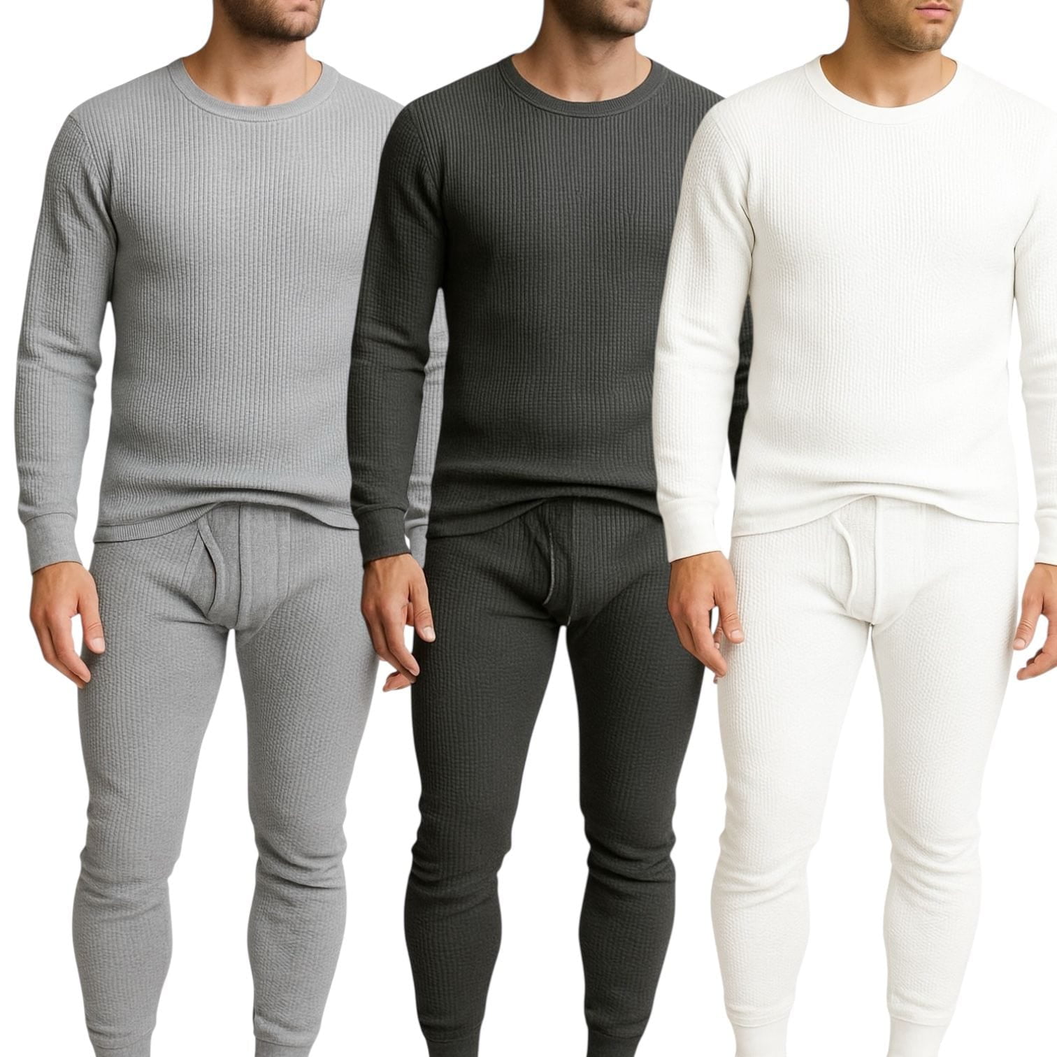 BenBen Men’s Base Layer Thermal Underwear Set Waffle Knit 3-Pack ...