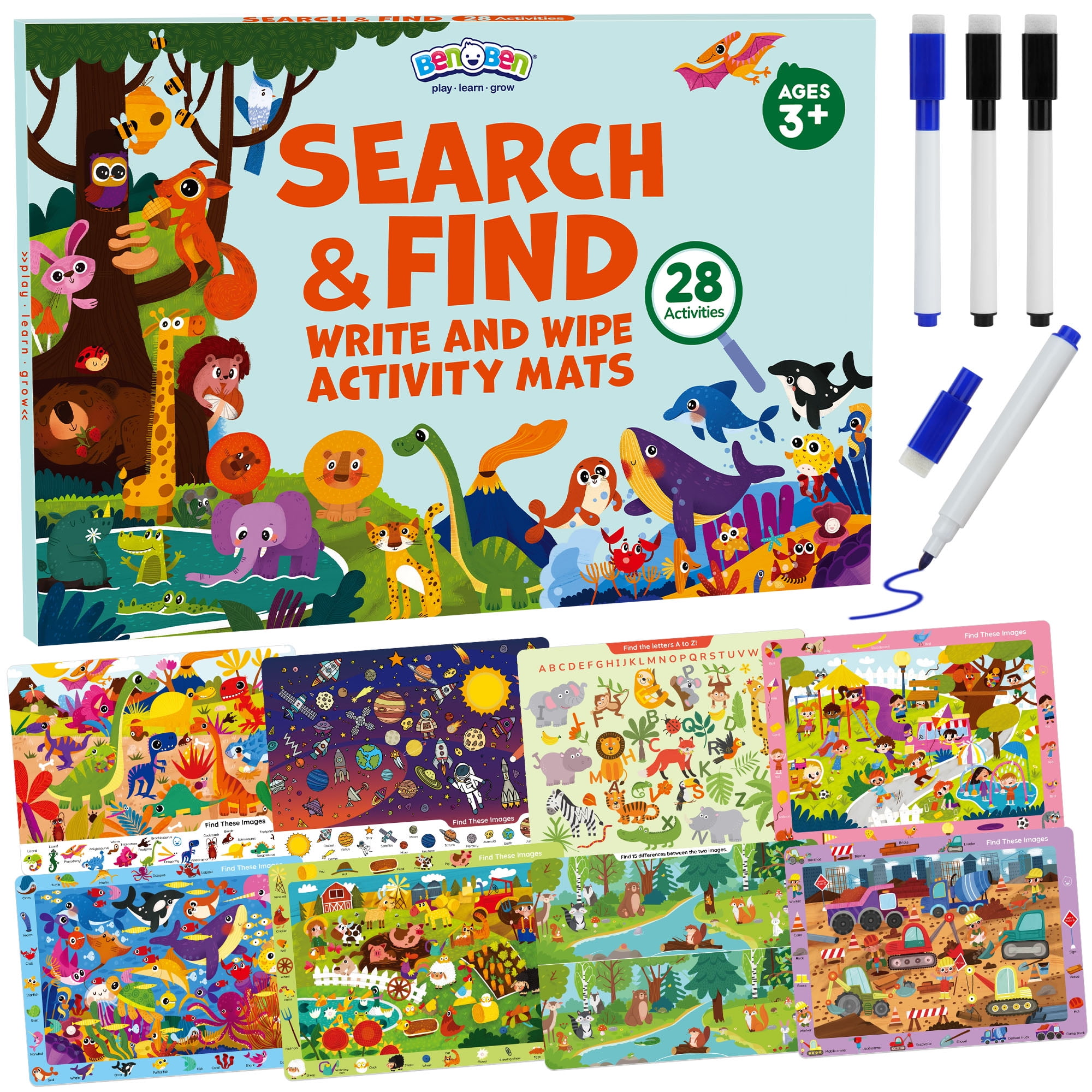 BenBen Preschool Learning Activities, 28 Themes, Waterproof Cardstock ...
