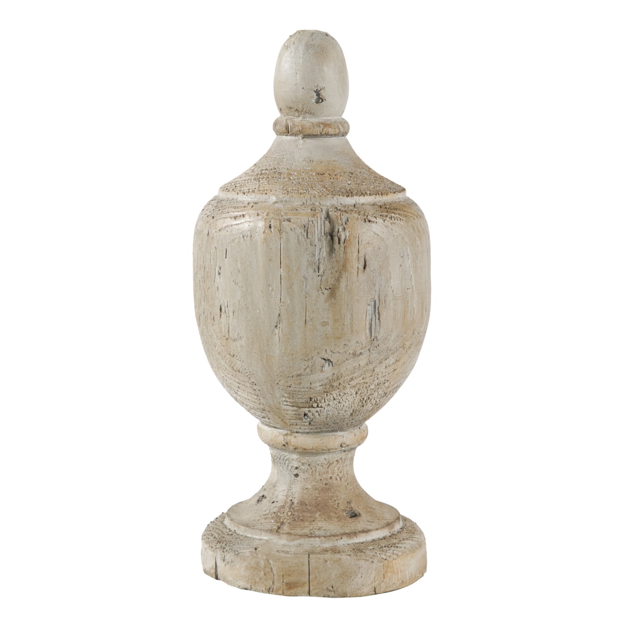 Benjara 18 Inch Modern Accent Decor, Turned Finial Design, Whitewashed ...