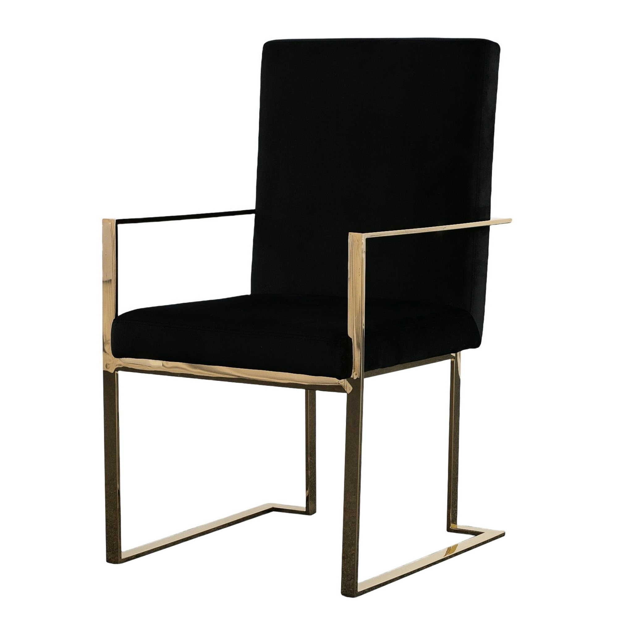 BenJara 22 Inch Modern Dining Chair, Black Velvet, Rose Gold Stainless ...