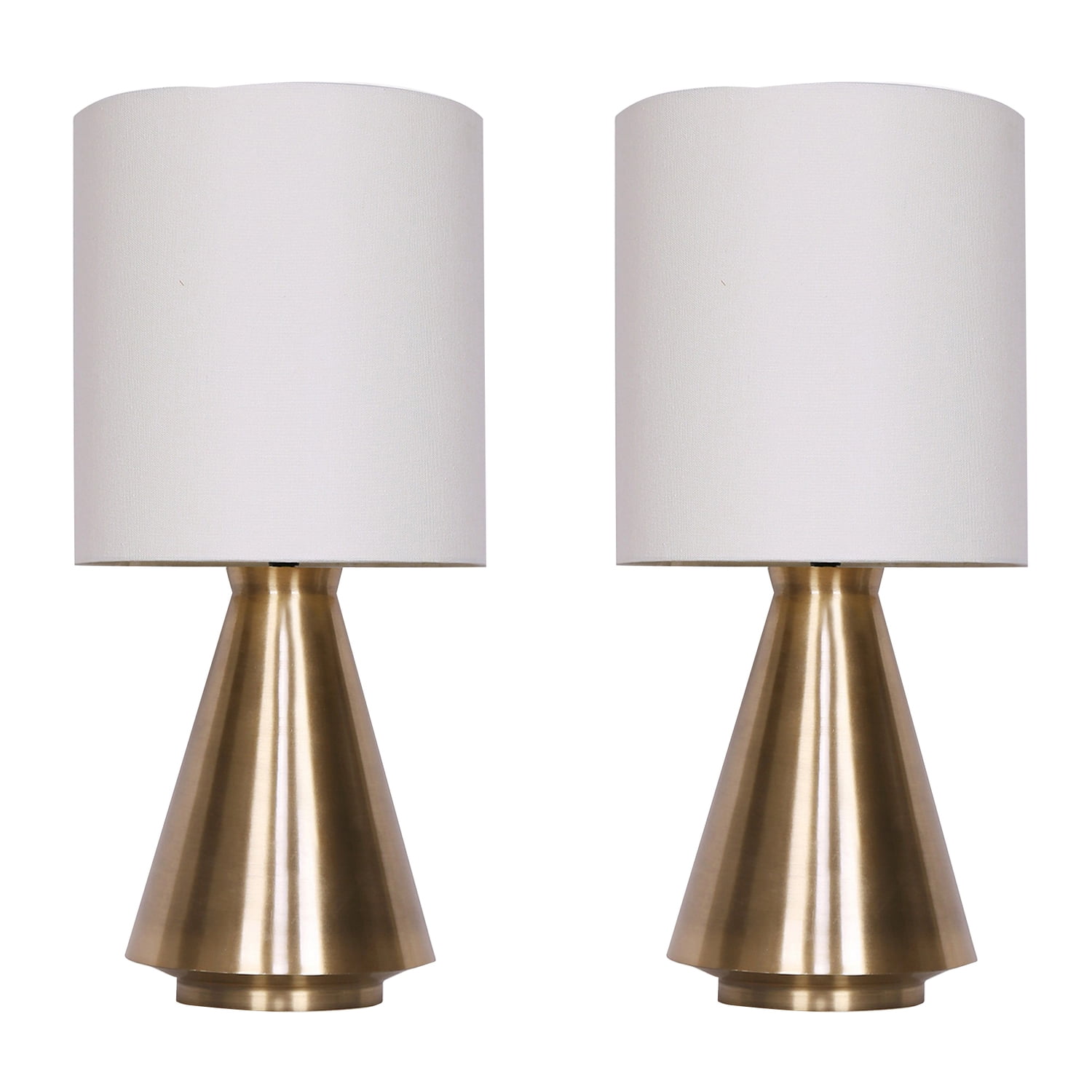 BenJara 24 Inch Table Lamp Set of 2, White Drum Shade, Antique Brass ...