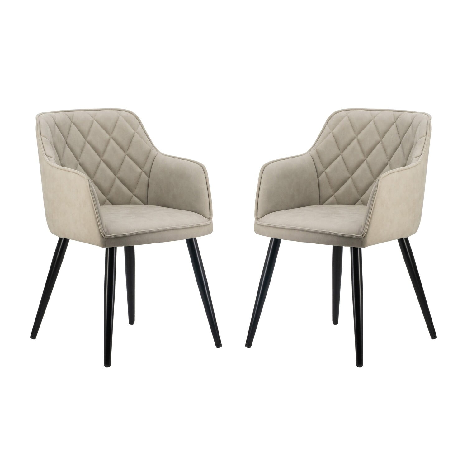 BenJara 24 in. Erin Beige Fabric Diamond Pattern Tufting Curved Dining ...