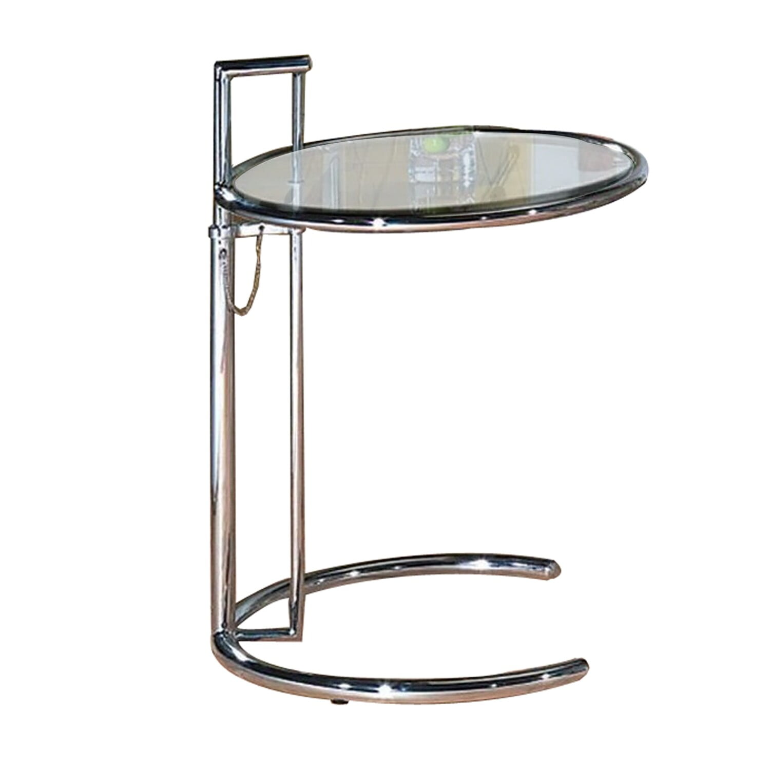 BenJara 25-35 in. Adjustable Height Glass Side End Table with ...