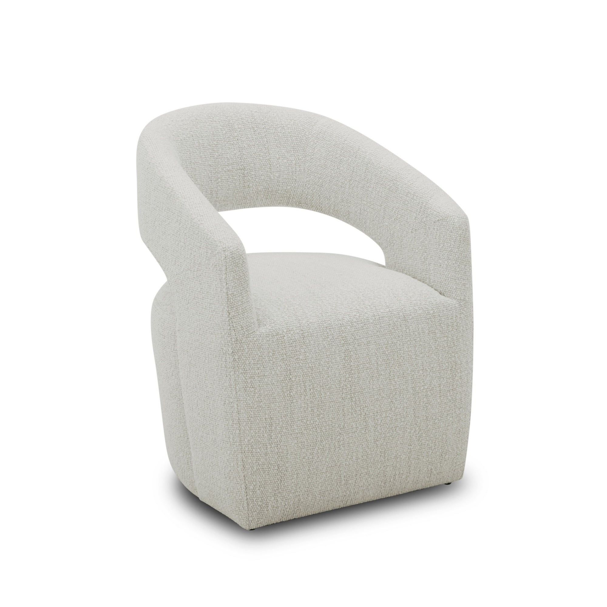 Benjara 26 Inch Accent Armchair, Textured Cream Fabric, Curved Cutout ...