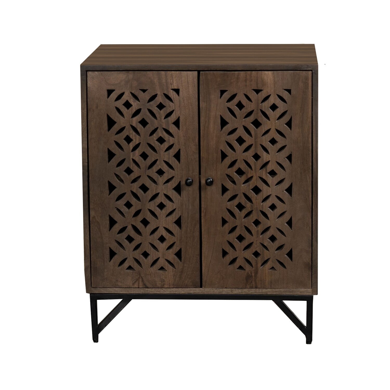 Benjara 28 Inch Accent Cabinet Console with 2 Doors, Mango and MDF Wood ...