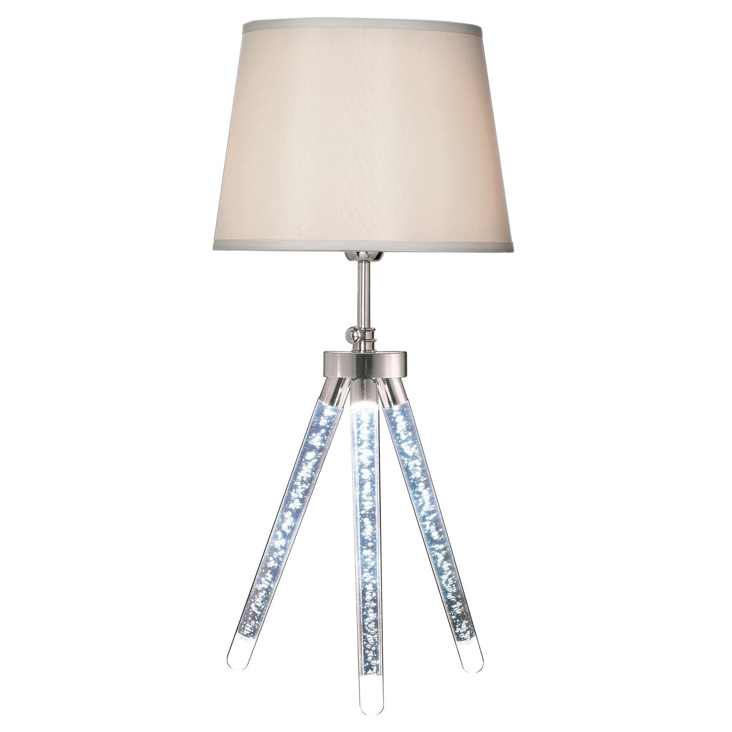 Benjara 28 Inch Table Lamp, LED Tripod Base, Acrylic and Sand Chrome ...