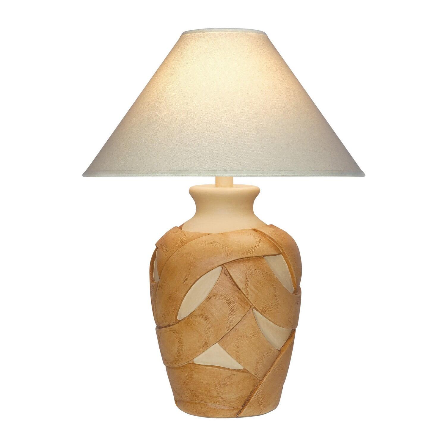 29 Inch Table Lamp, Pot Shape Base, Asymmetrical Strips, Cone Shade ...