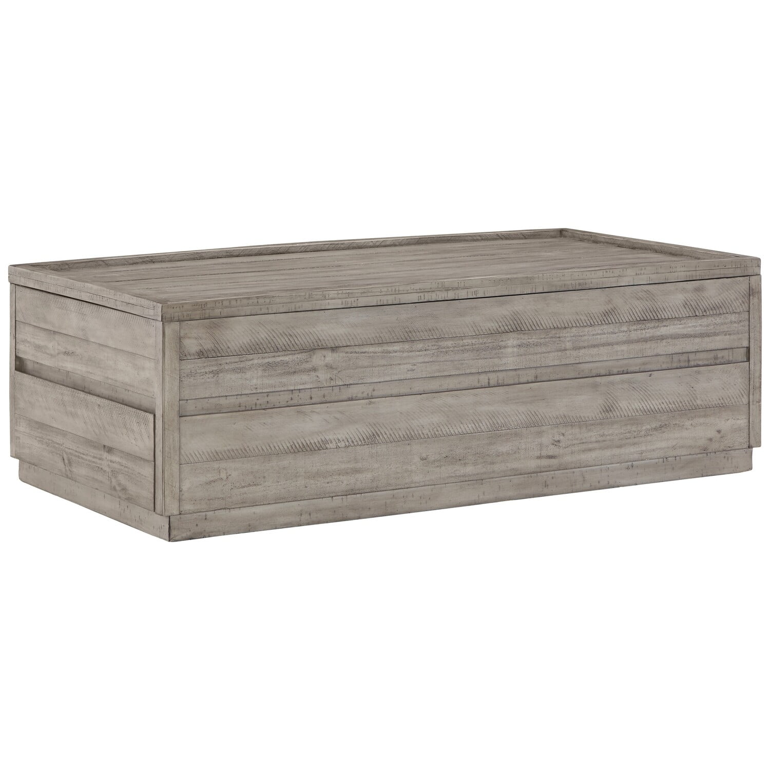 BenJara 52 in. 2 Drawer Rustic Rough Hewn Gray Rectangular Lift Top ...