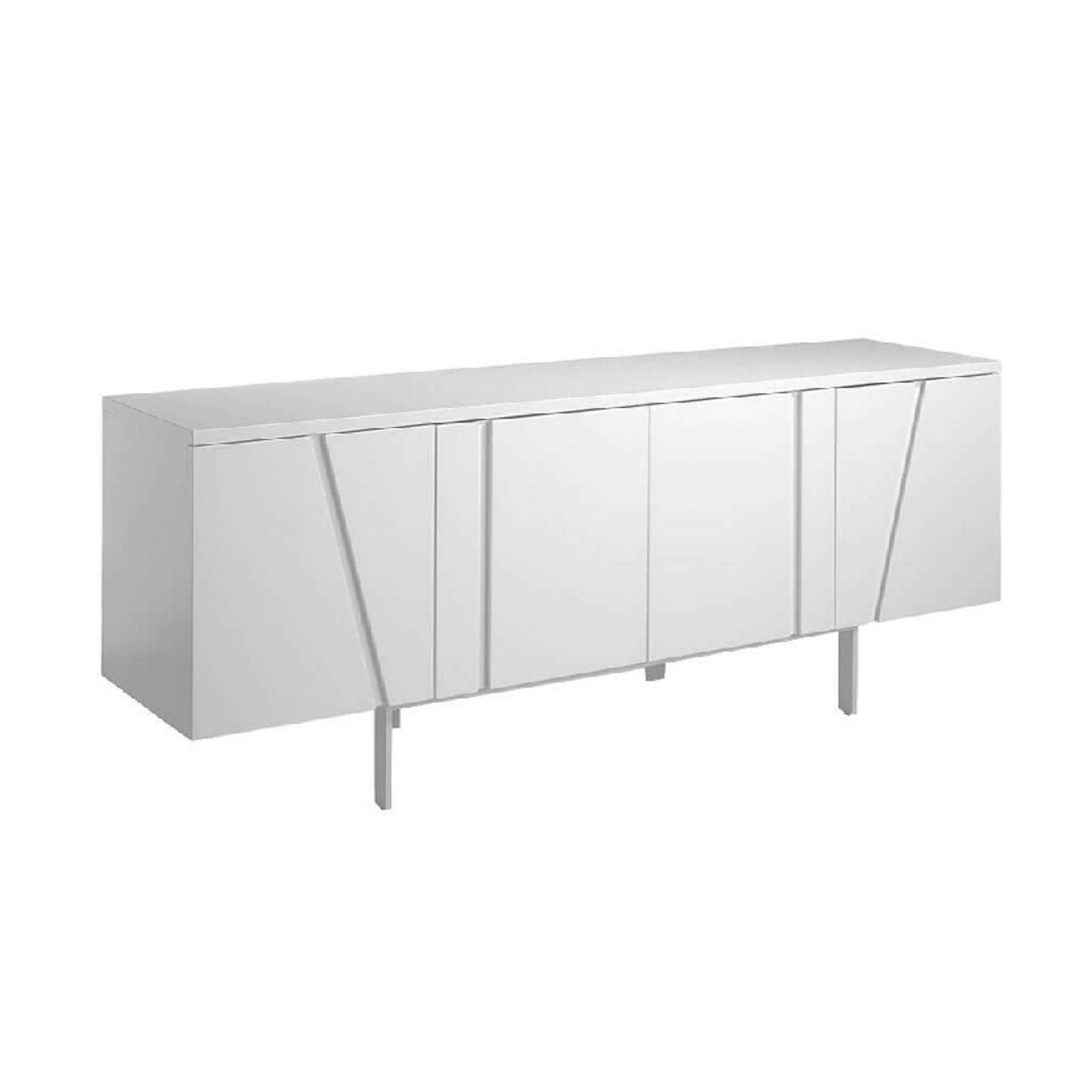 BenJara 75 Inch Modern Buffet Server, Geometric Front, 4 Doors, Metal ...