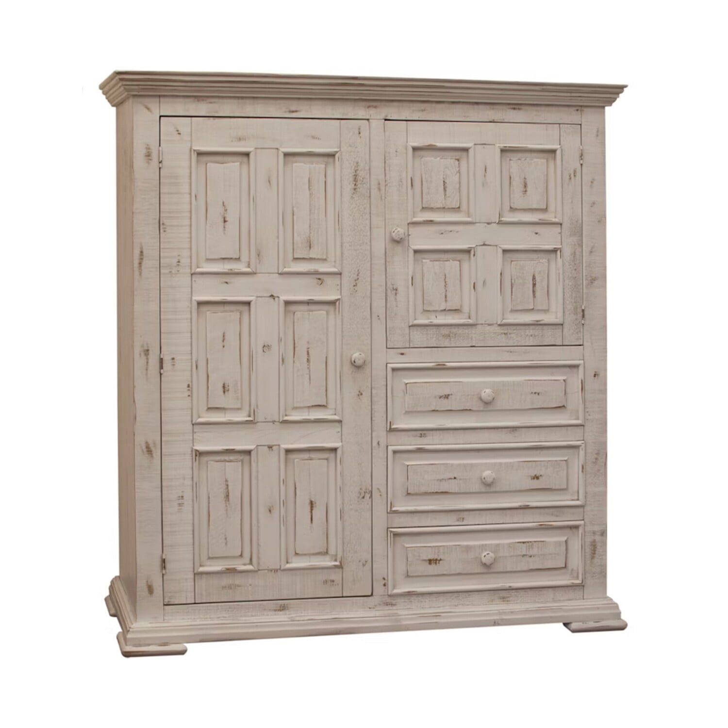 BenJara Abi 69 Inch Armoire Wardrobe, 3 Drawers and 2 Doors, Pine Wood ...