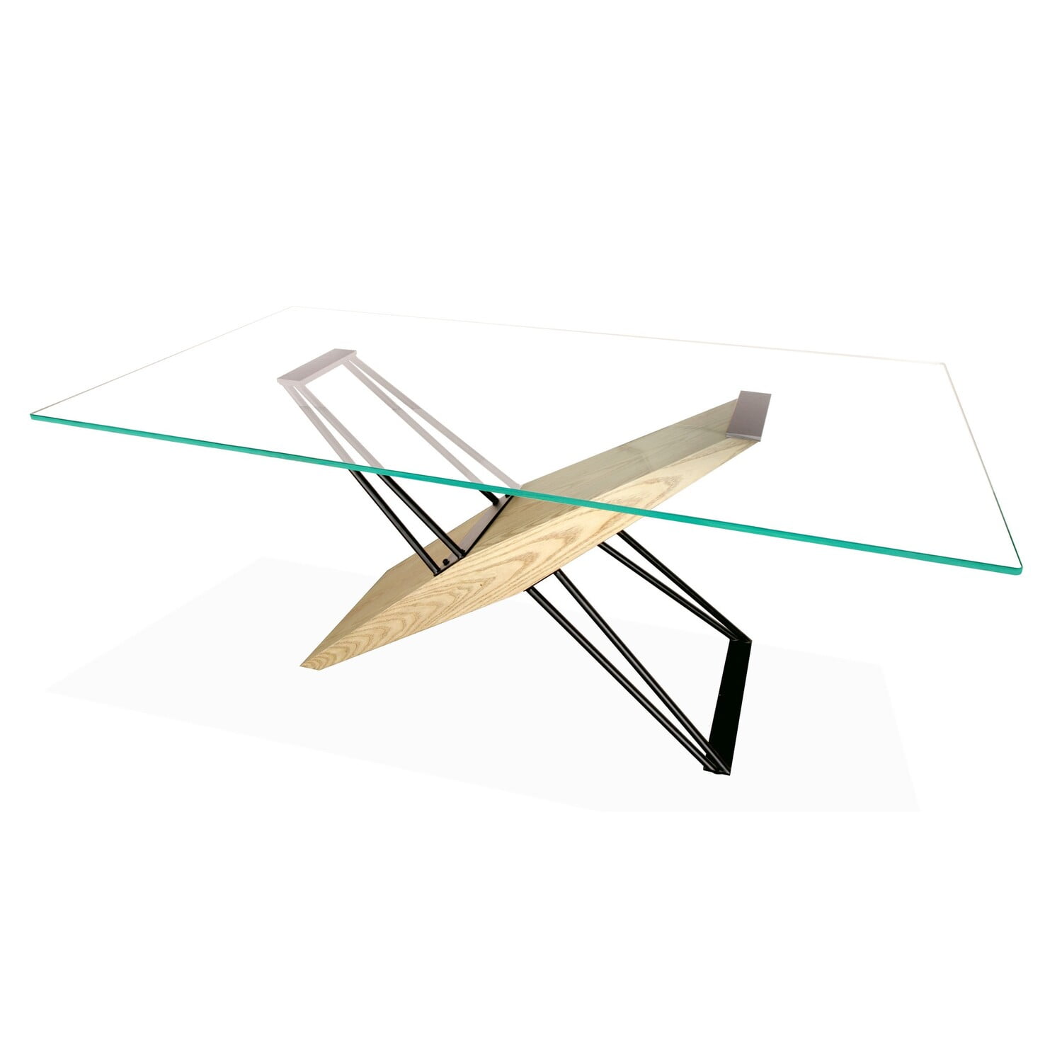 Aeon 72 Inch Dining Table, Glass Top, Wood, Metal Base, Brown, Black ...