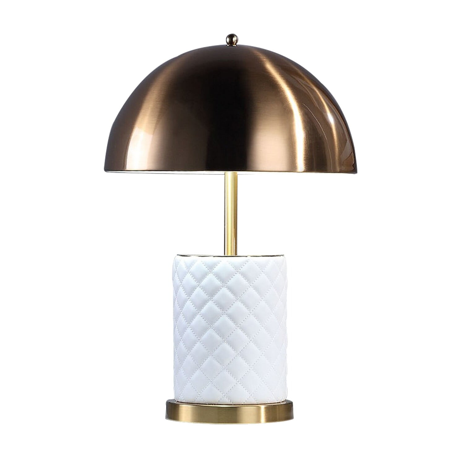 Aria 21 Inch Table Lamp - Dome Shade - Round Base - White Faux Leather ...