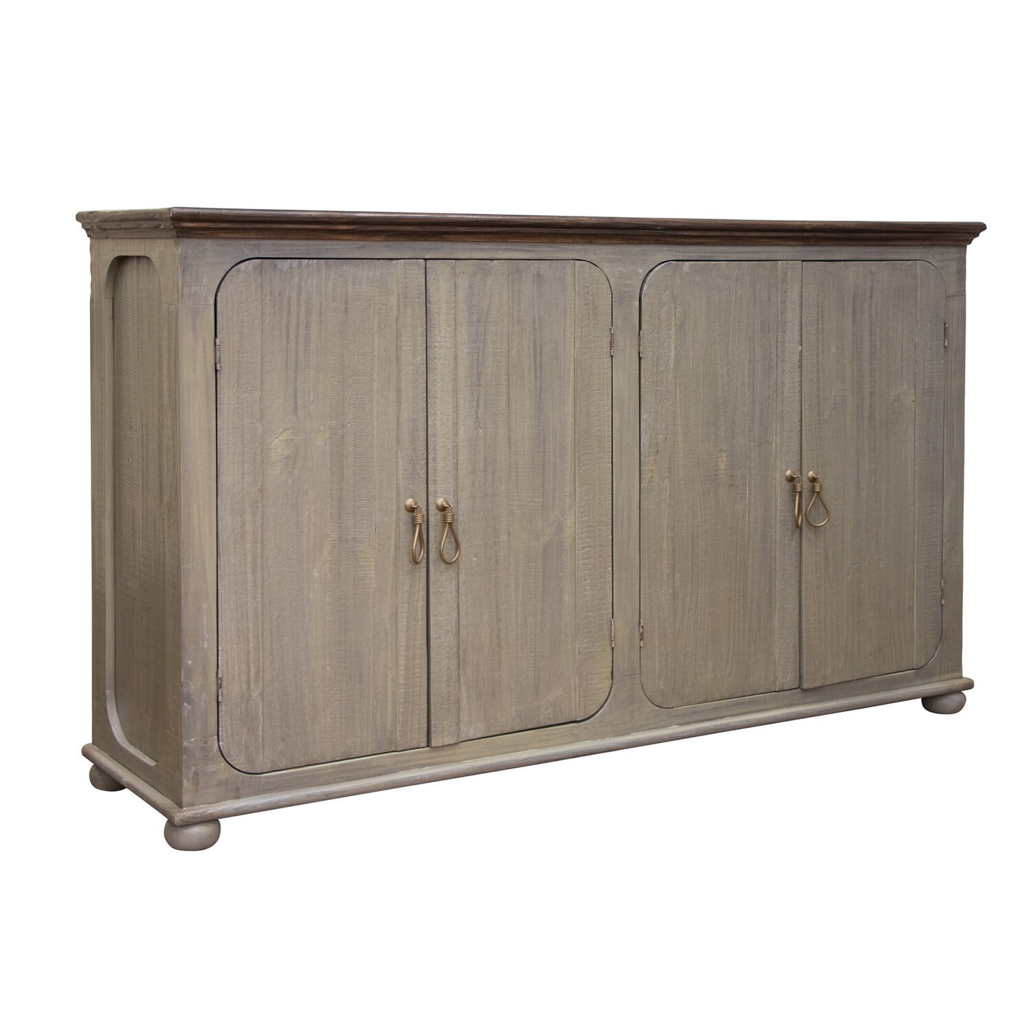 BenJara Bael 72 Inch Console Sideboard, 4 Doors, Light Brown Pine, Drop ...