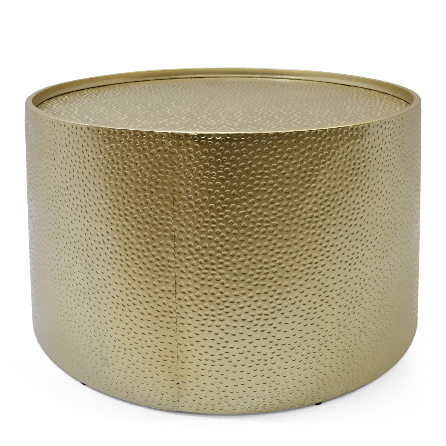 Benjara Bet Coffee Table, 26 Inch Round Hammered Look, Modern Gold Iron ...