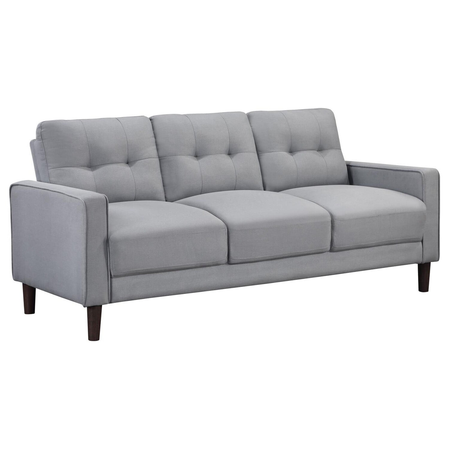 Bow 77 Inch Sofa, Grid Tufted Back, Track Arms, Self Welt Trim, Gray ...