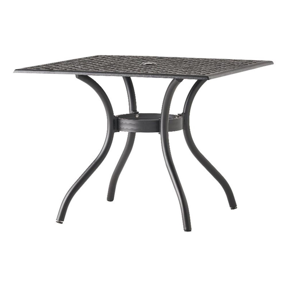 Cay Outdoor Dining Table- 40 Inch Square Top- Black Lattice Metal ...