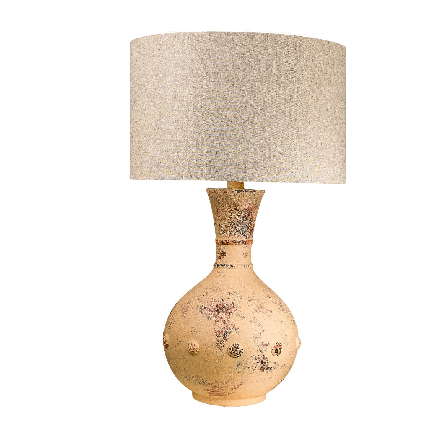 BenJara Celi 27 Inch Hydrocal Table Lamp, Drum Shade, Urn Base, Aged ...