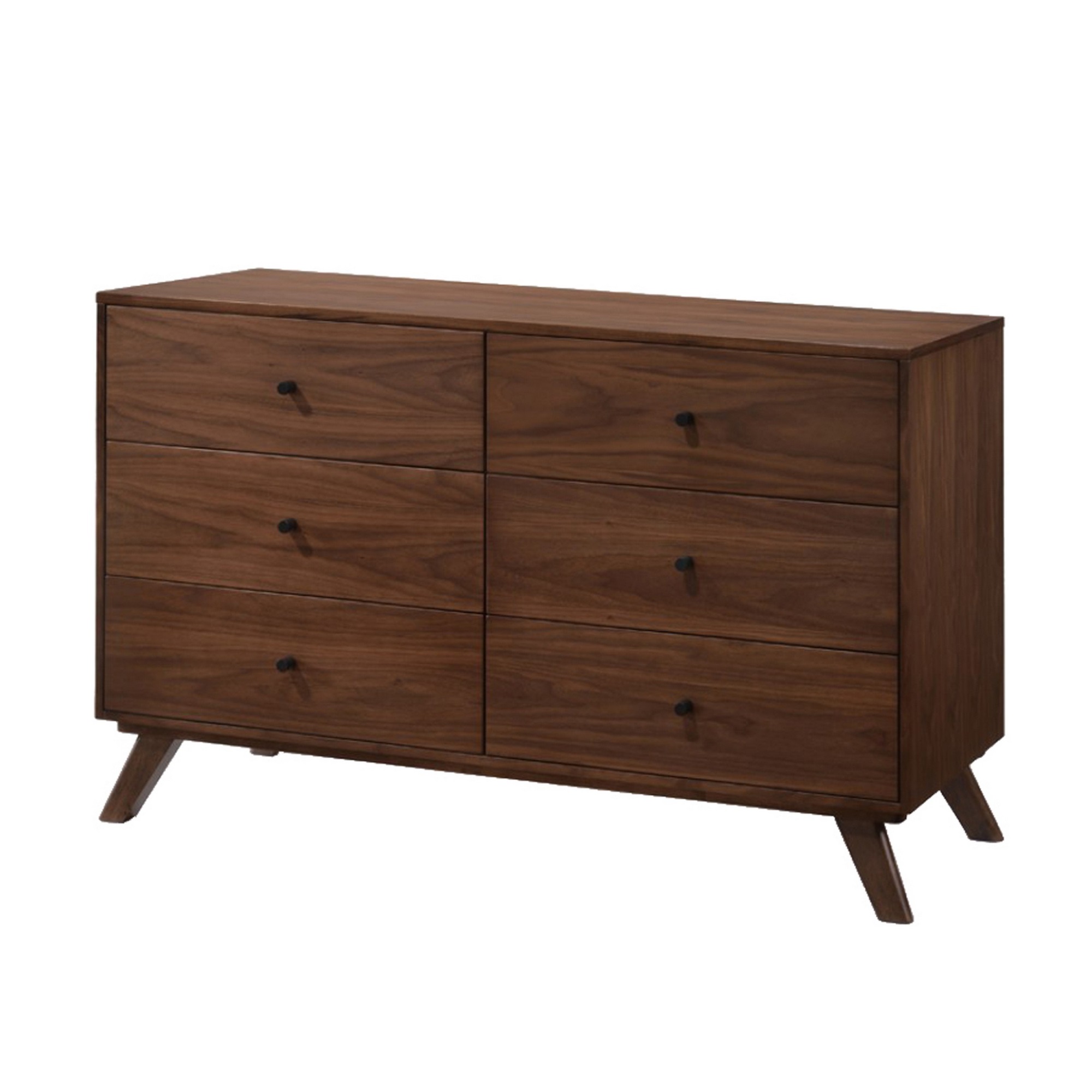 BenJara Cid 51 Inch Wide Dresser Chest, Walnut Veneer, 6 Gliding ...