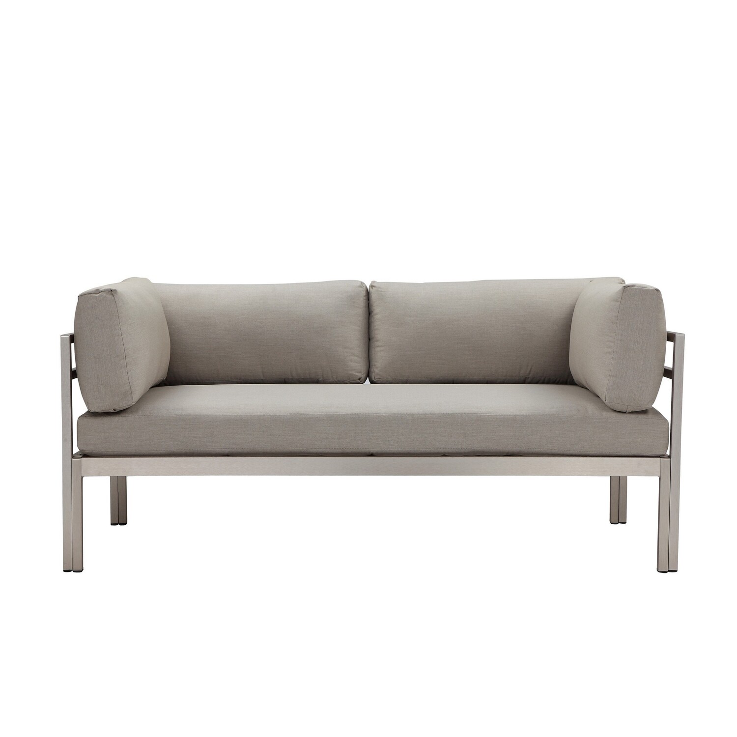 BenJara Cilo 65 Inch Outdoor Sofa, Smooth Gray Water Resistant Fabric ...