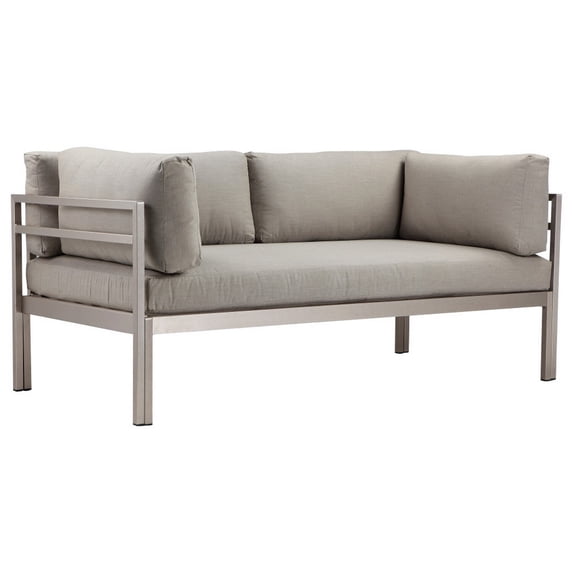 Cilo 65 " Outdoor Sofa Smooth Gray Water Resistant Fabric Aluminum ...