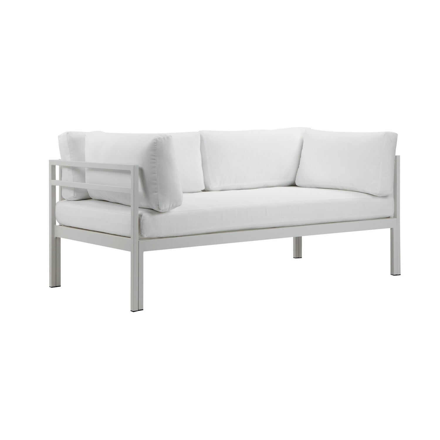 Cilo 65 " Outdoor Sofa White Water Resistant Fabric Aluminum Frame ...