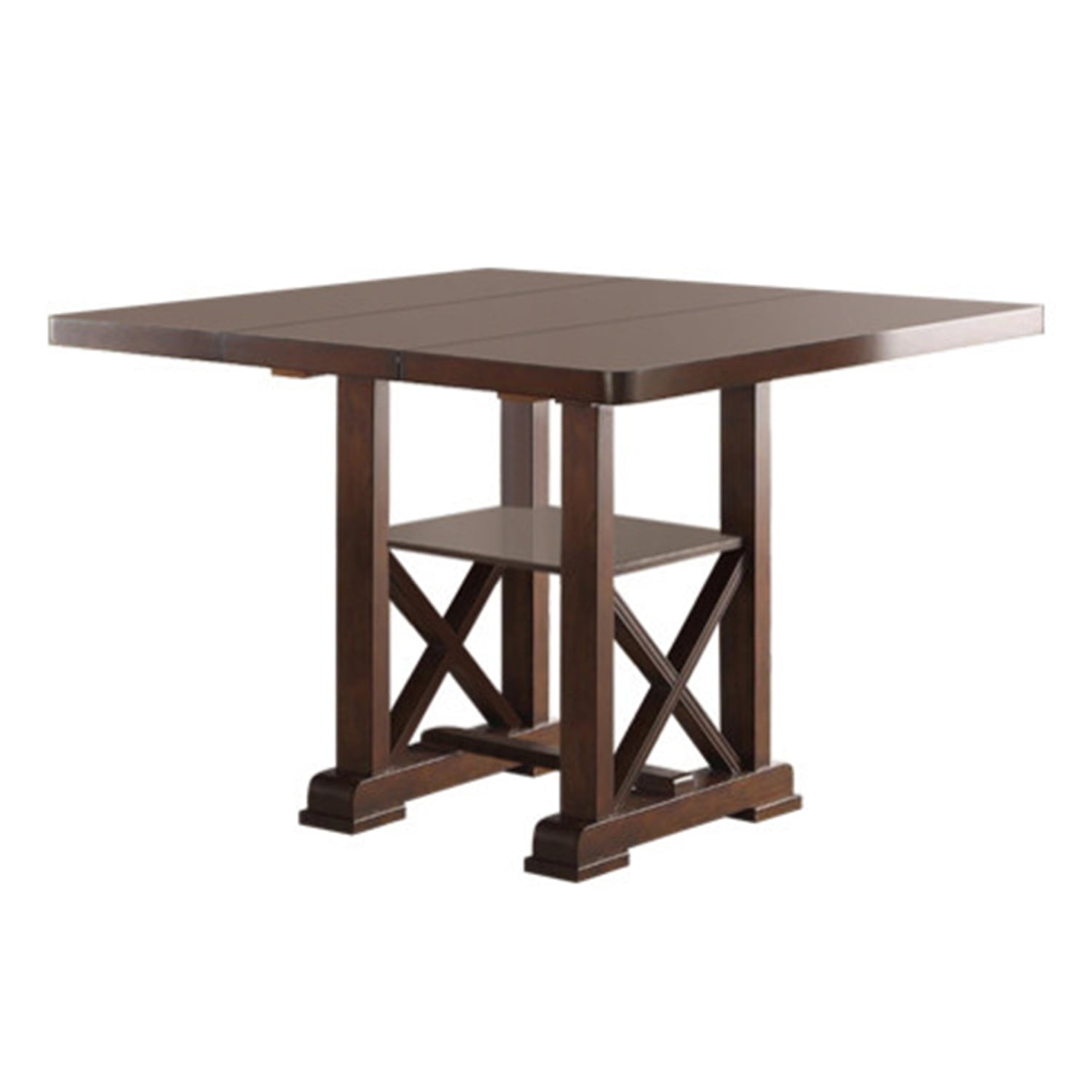 Benjara 52" Modern Wood Counter Height Table in Cherry Brown - Walmart.com