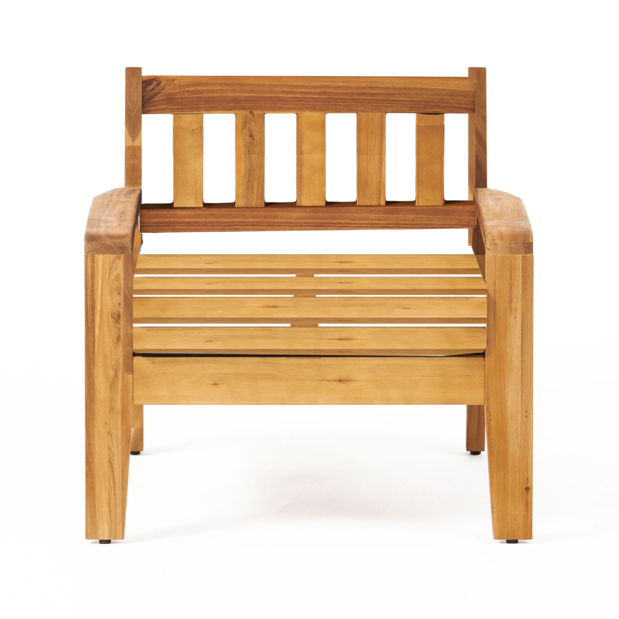 Creta Outdoor Club Chair, Slatted Design, 31 Inch, Brown Acacia Wood ...