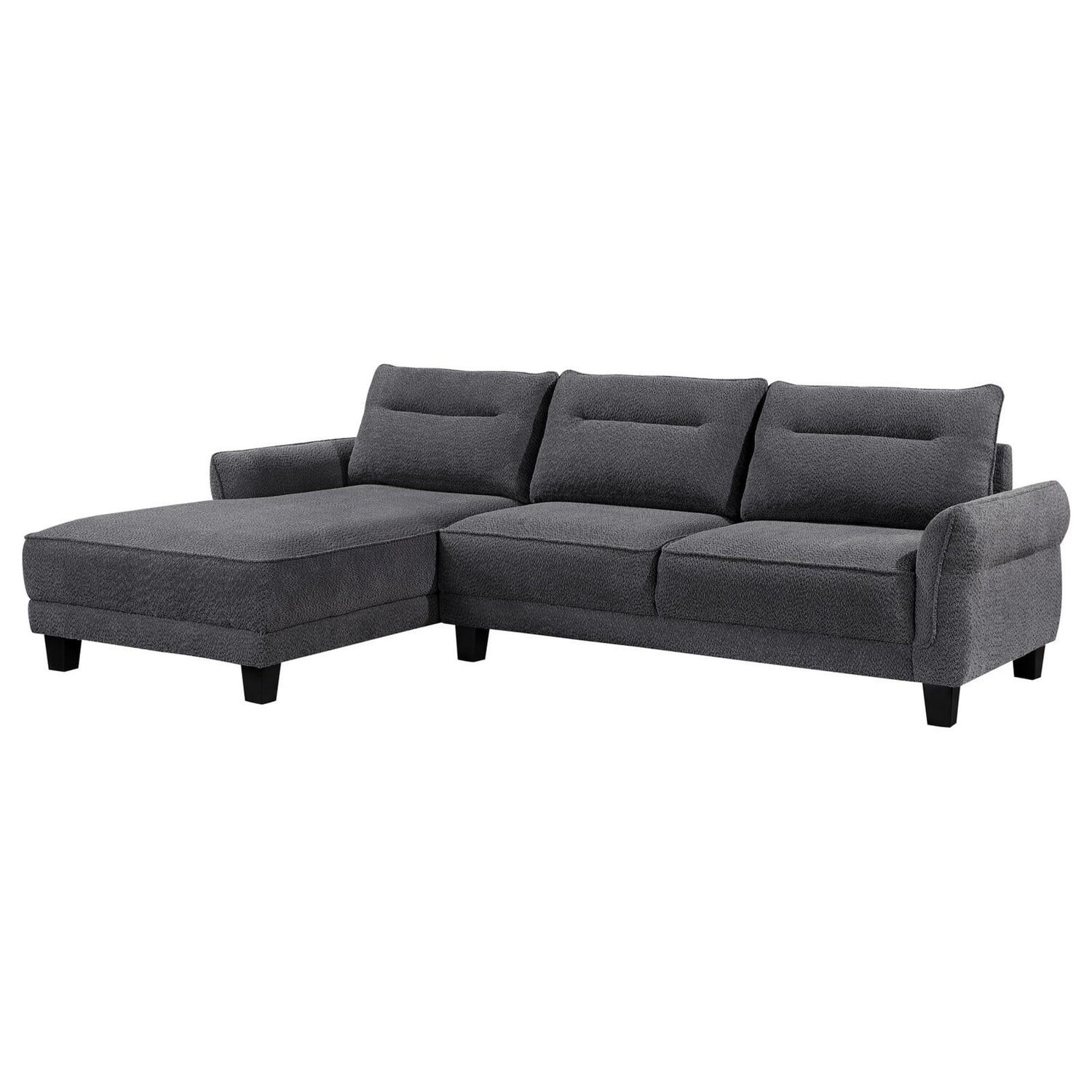 Benjara Cyra 110 Inch 2 Piece Sectional Sofa, Chaise, Gray Fabric, Welt ...
