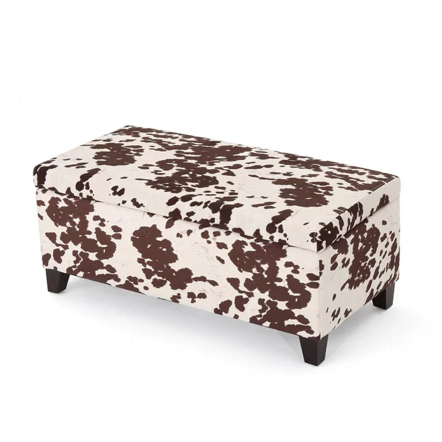 Benjara BM323746 38 in. Devi Holstein Cow Print Velvet Ottoman with ...