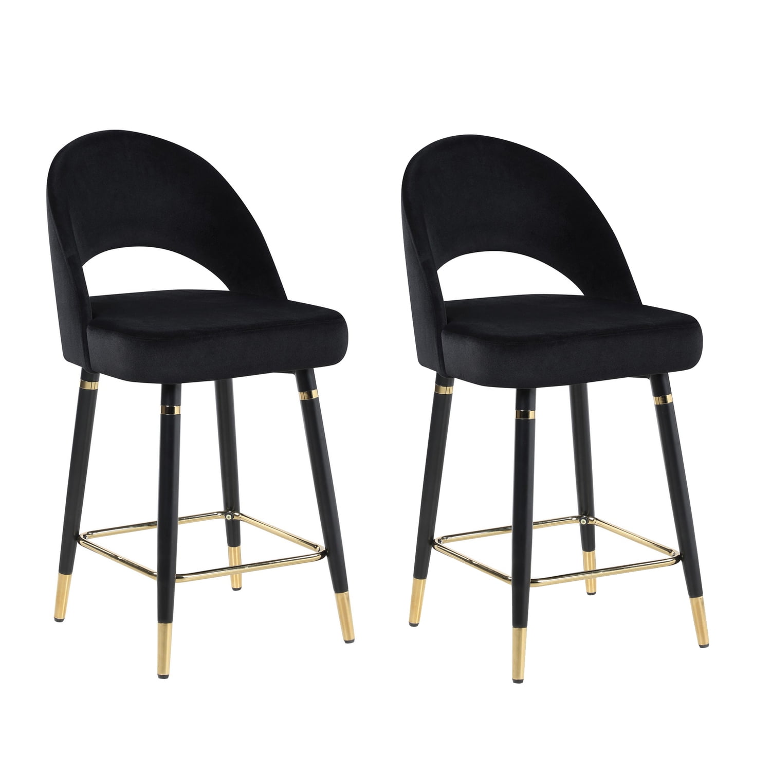 Benjara Dia 26 Inch Set of 2 Counter Stools, Bucket Style Seat, Dipped ...