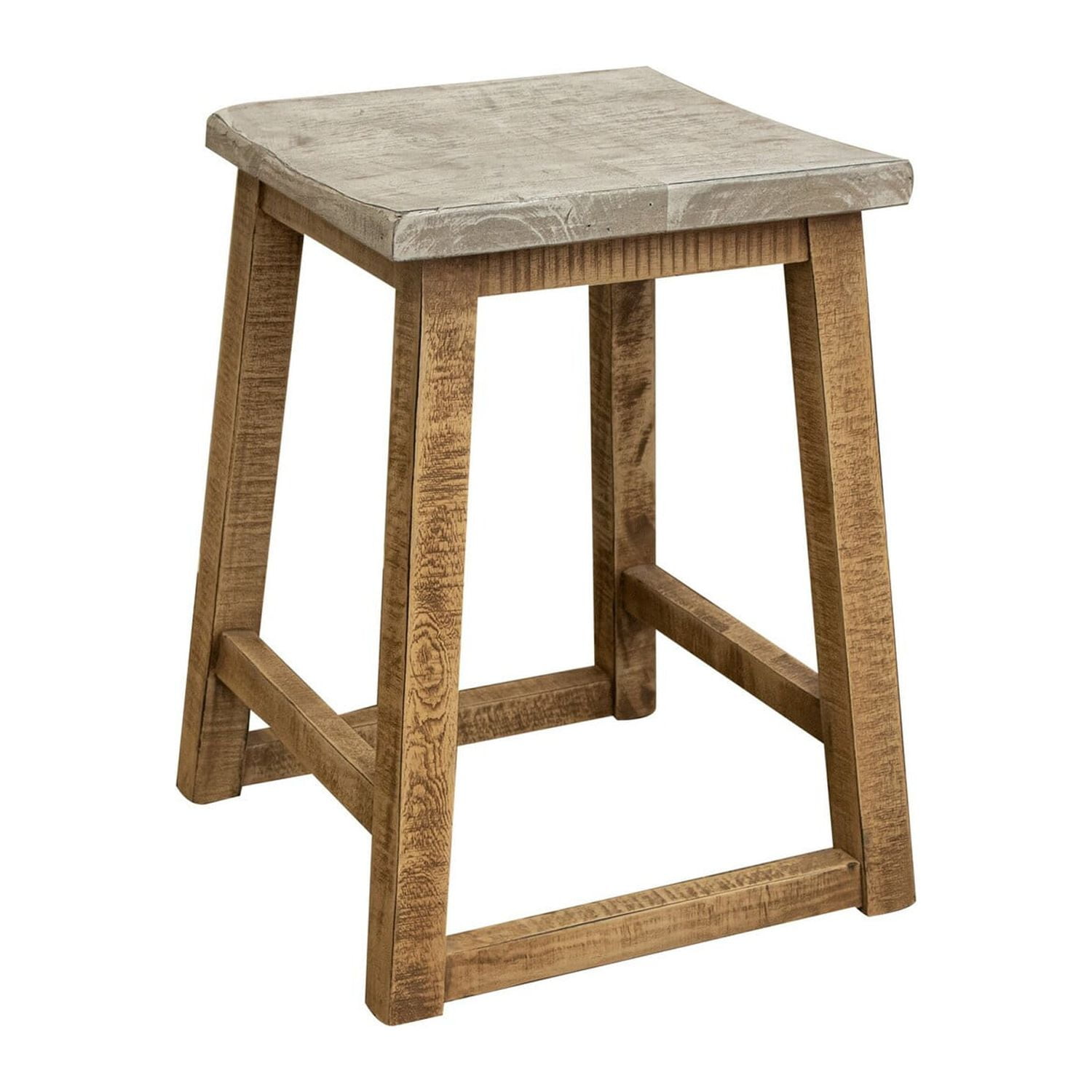 BenJara Dome 24 Inch Counter Height Stool, Curved Seat, Gray Top Brown ...