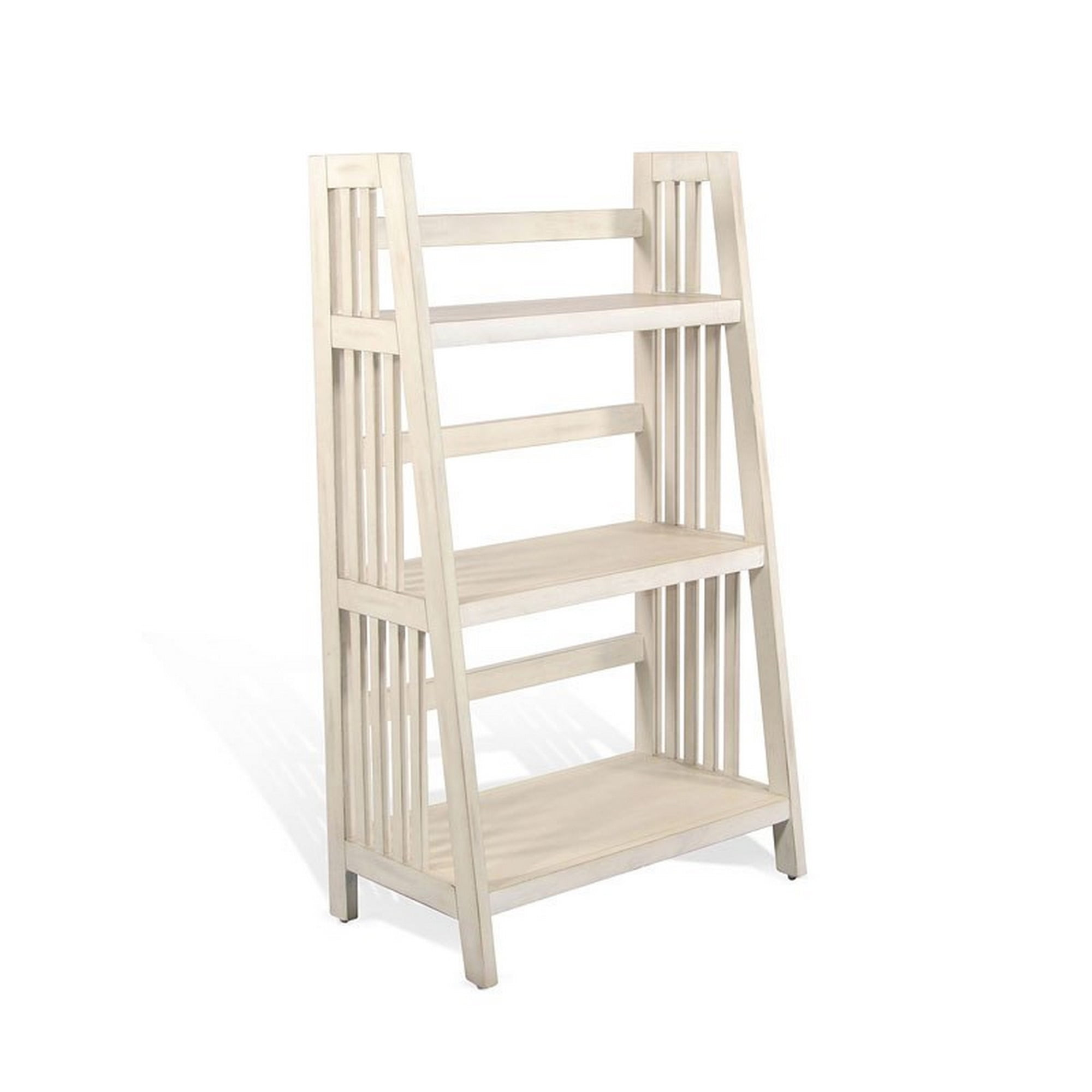 Dory Foldable Bookcase, 3 Storage Shelves, 48 Inch White Mahogany Wood ...