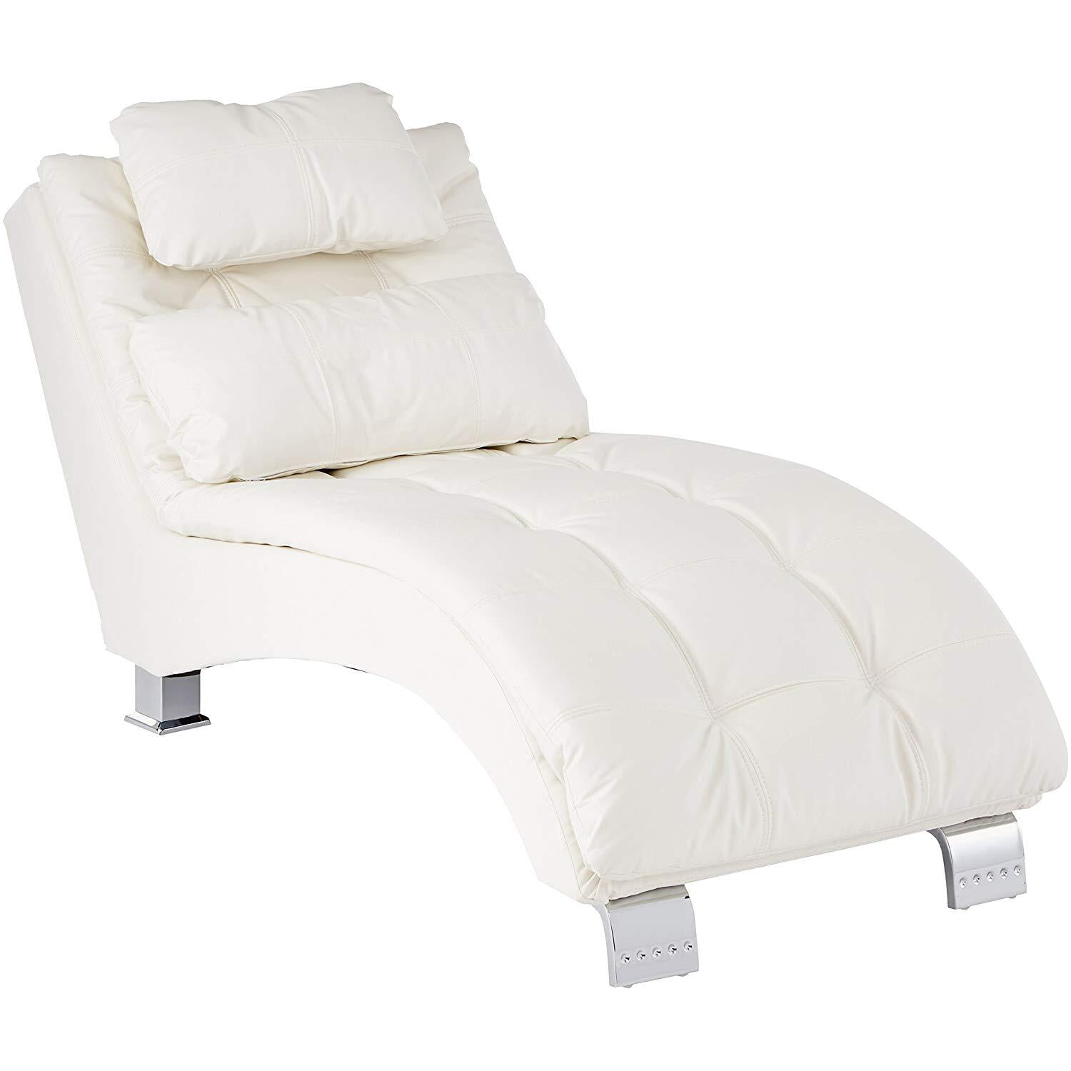 Exuberant White Chaise With Sturdy Chrome Legs - Walmart.com
