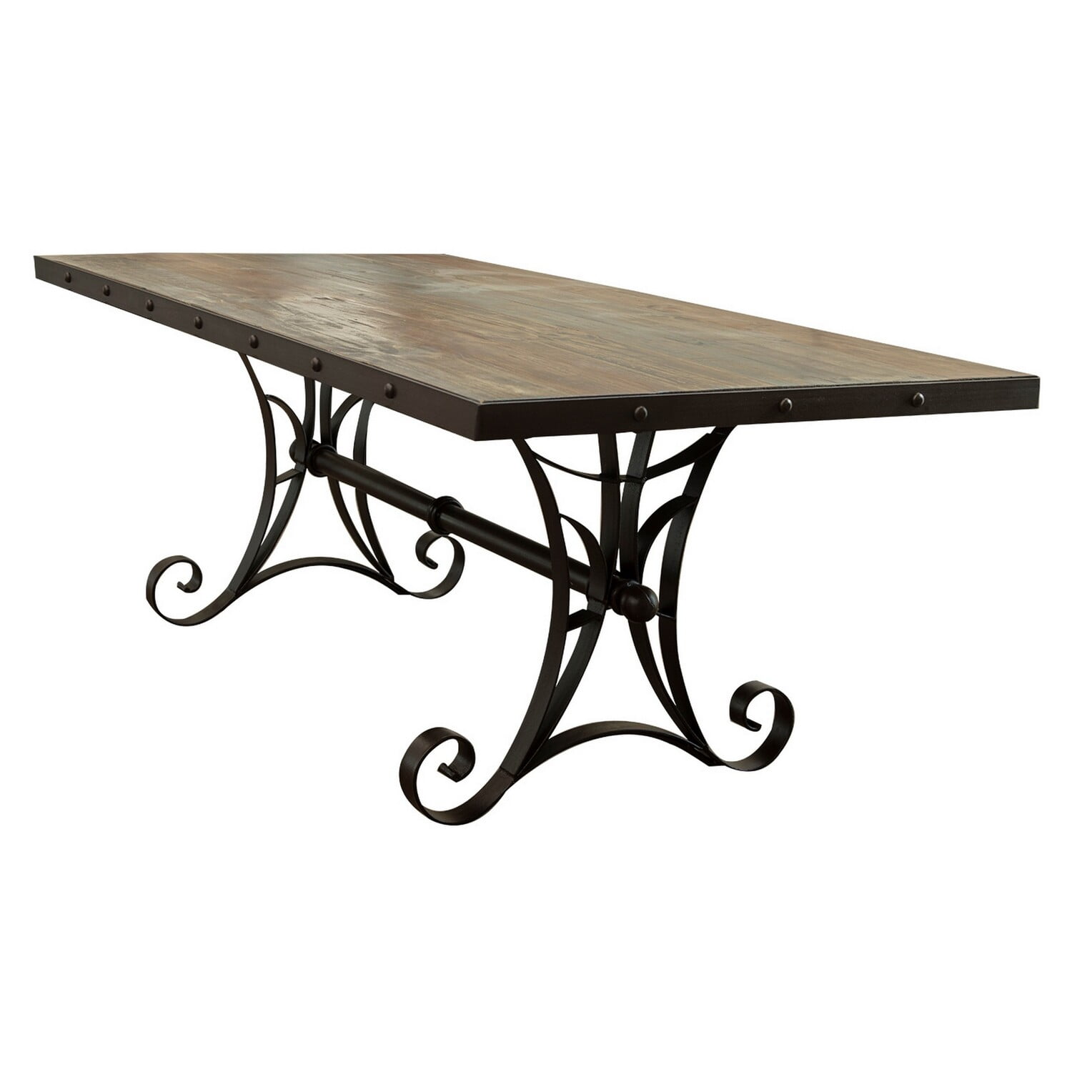 BenJara Fena 79 Inch Dining Table, Curved Iron Legs, Multicolor ...