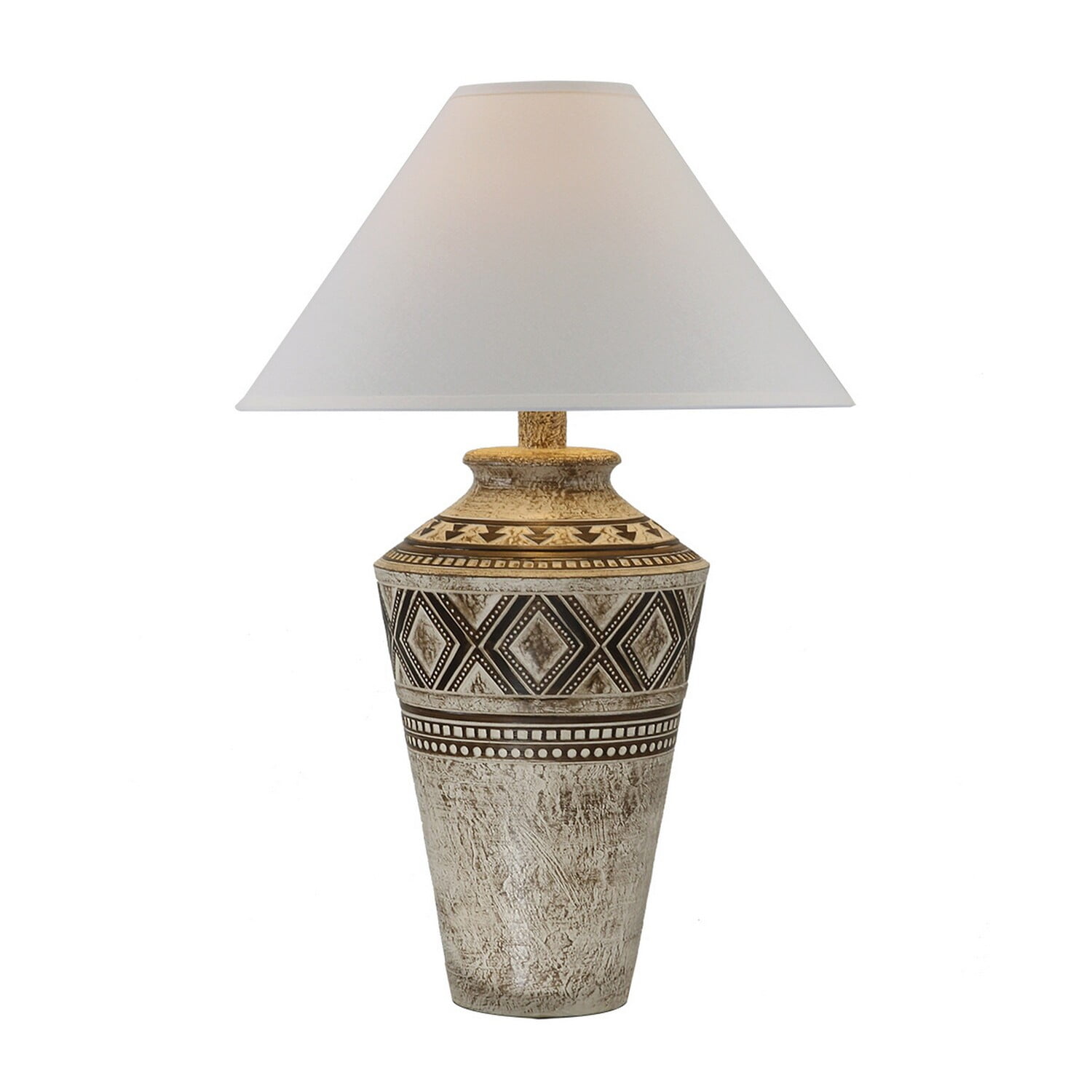 BenJara Fenn 31 Inch Hydrocal Table Lamp, Empire Shade, Geometric ...