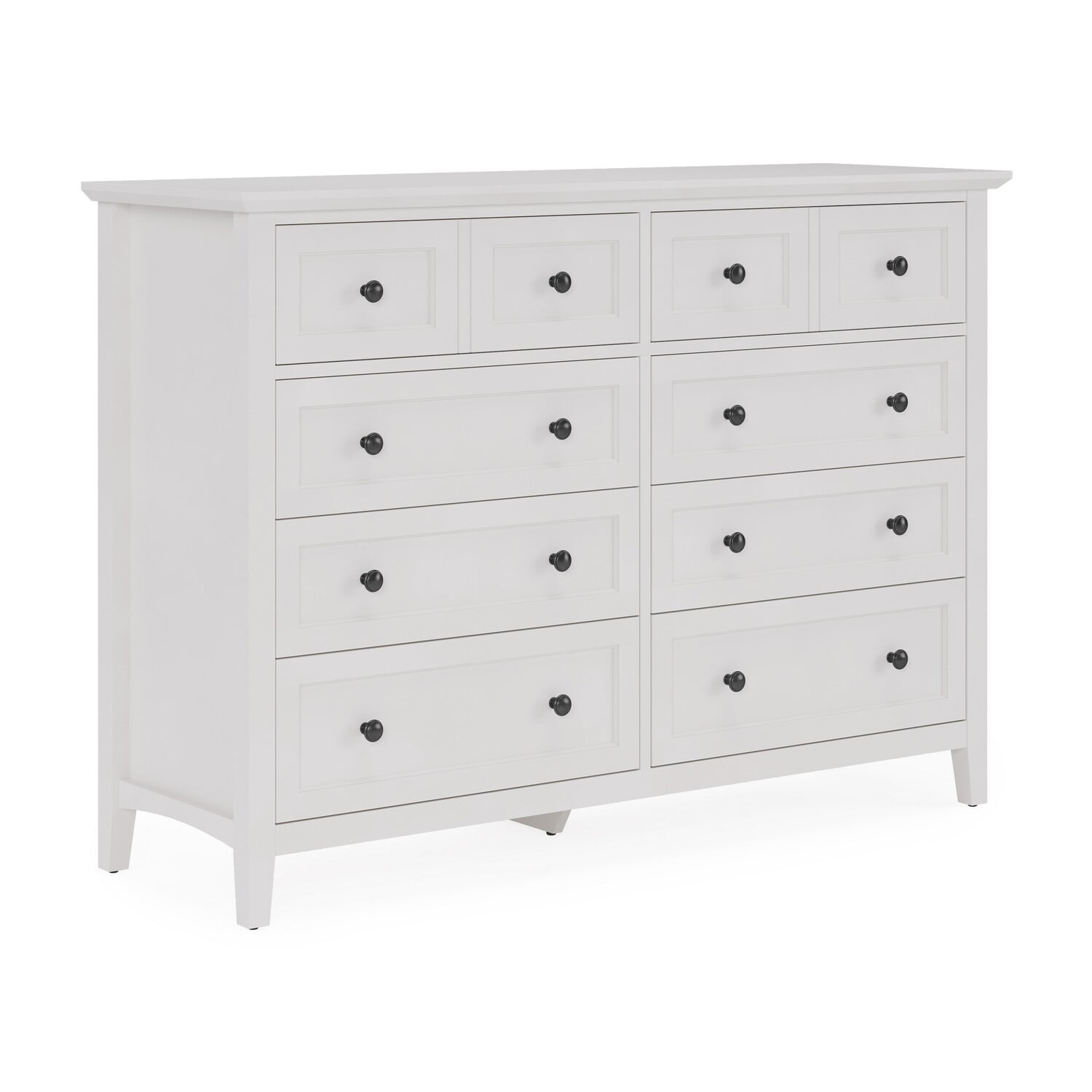 Fritz 60 Inch Dresser, 8 Drawer, Stepped Handles, Arched Bottom, White ...