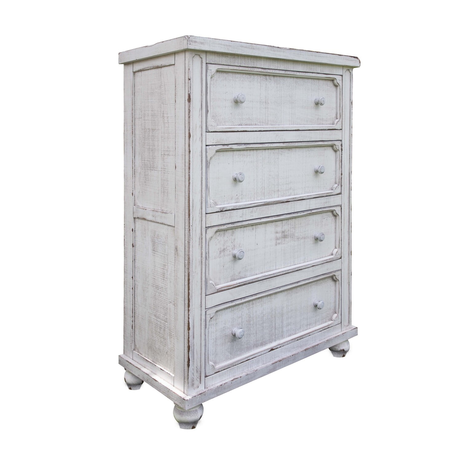 BenJara Genie 54 Inch Tall Dresser Chest, 4 Drawers, White Solid Mango ...