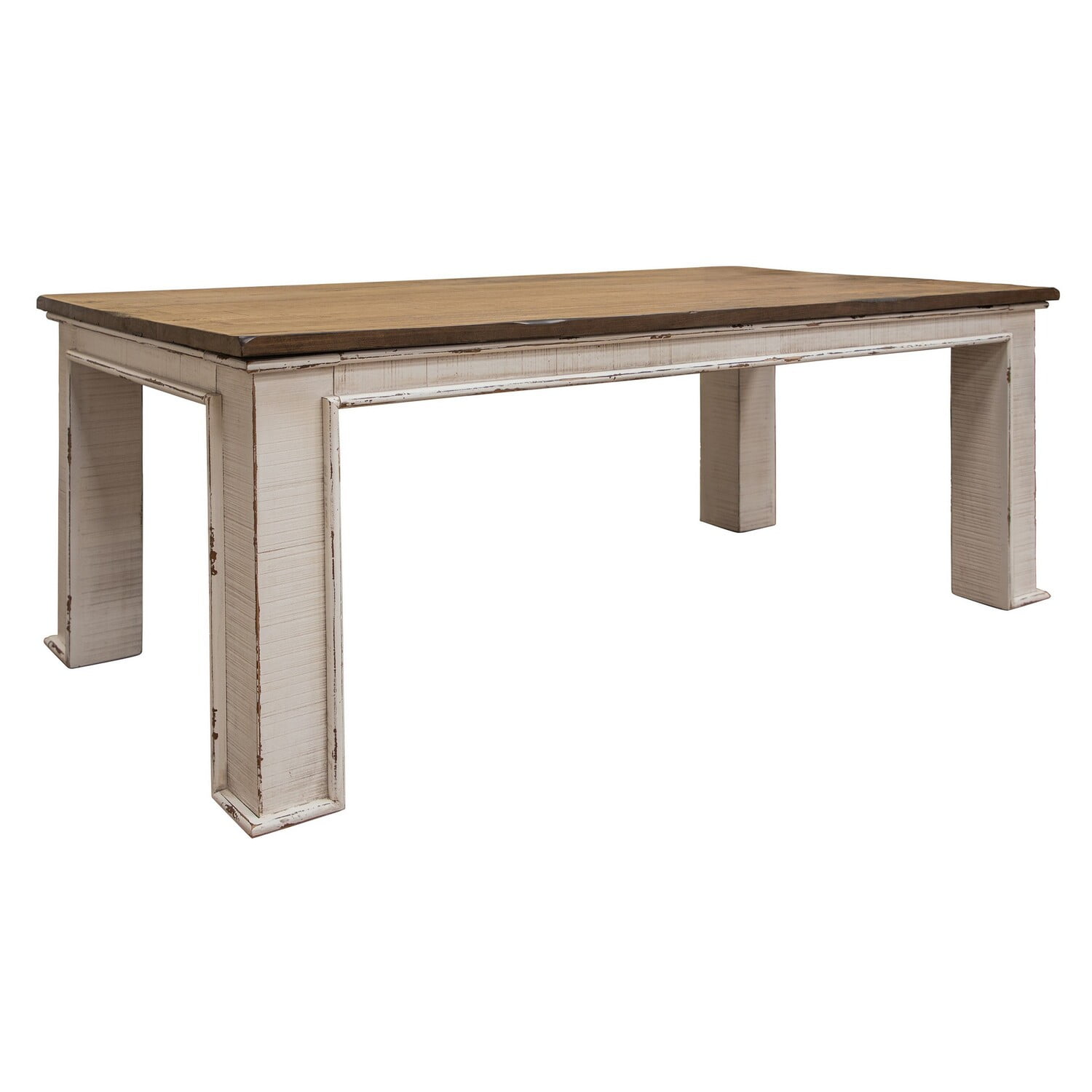 BenJara Genie 87 Inch Dining Table, Floated Top, Dual Tone Brown Ivory ...