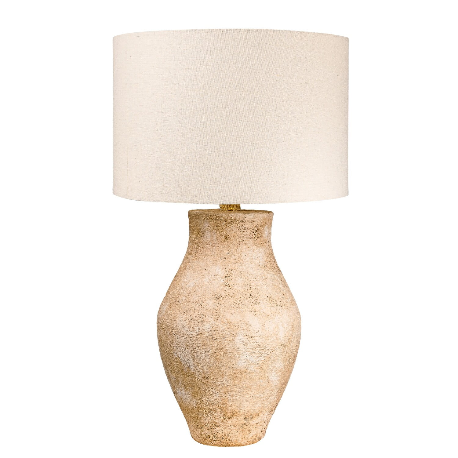 Gov 27 Inch Table Lamp, Beige Drum Shade, Vase Shaped Body, Oak Brown ...