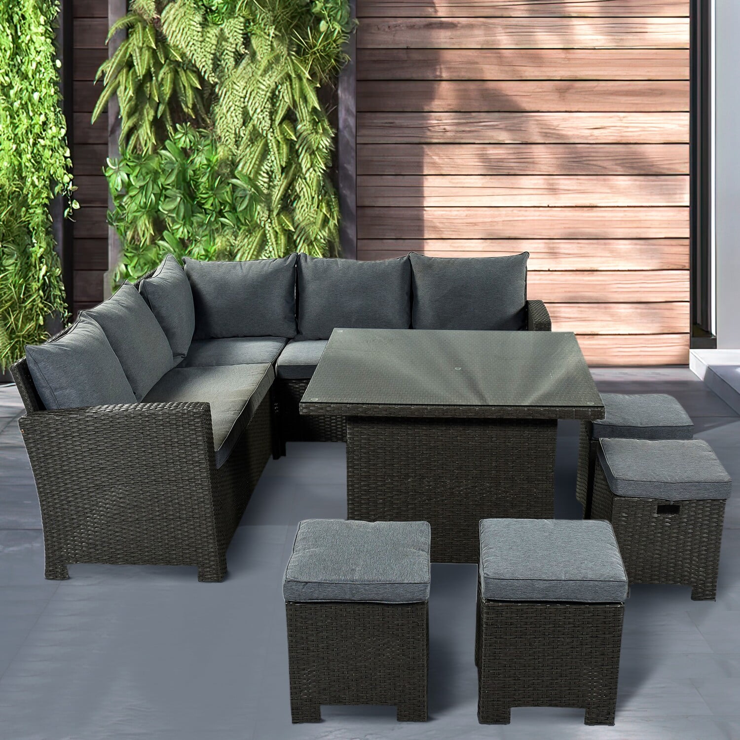 BenJara Gus 8 Piece Patio Conversation Dining Set, Sturdy Steel Frame ...